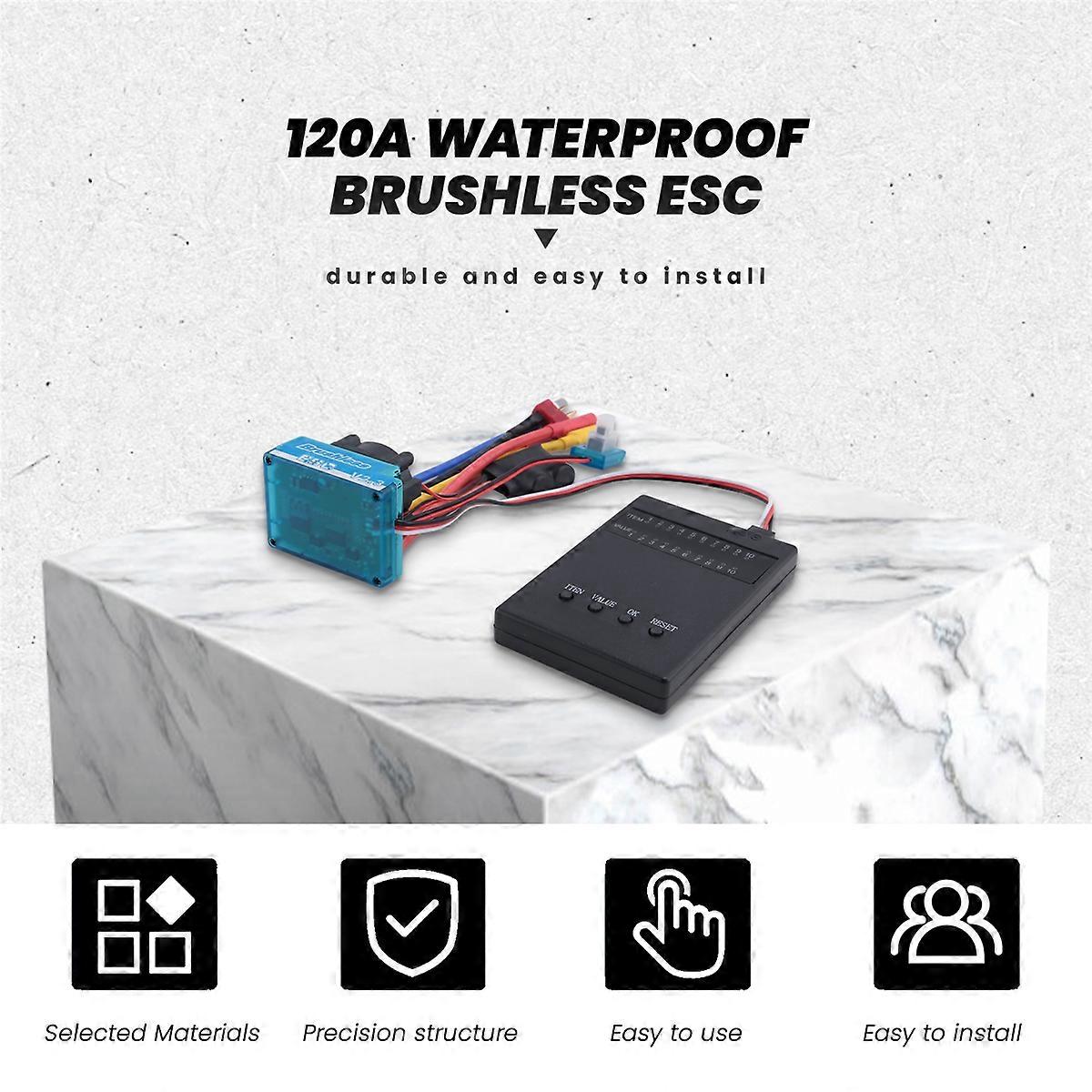 1:10 Car 120A Waterproof Brushless Esc + Program Card Combination ...