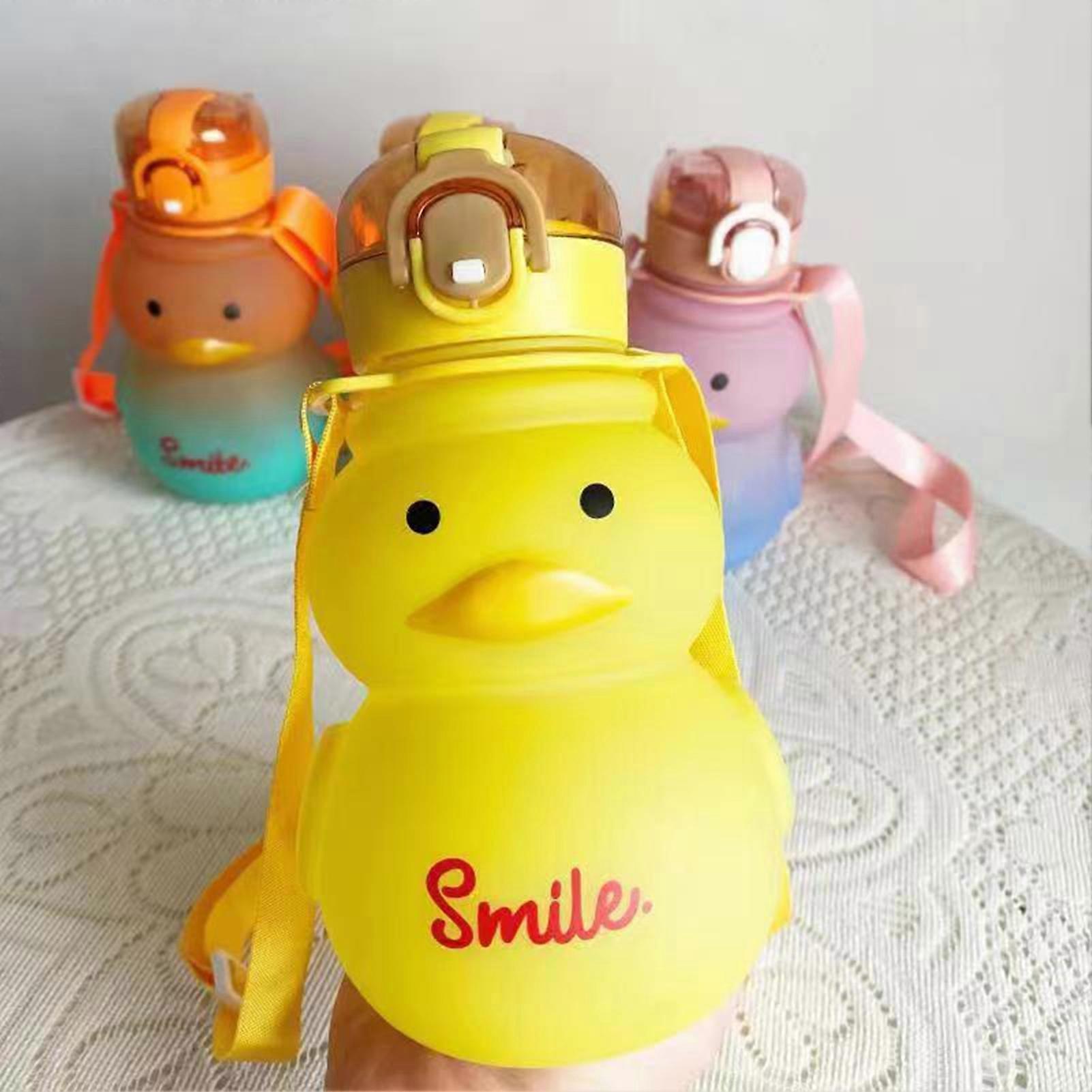 650ml Duck Water Bottle with Straw Lock Design Suspender One Key Open ...