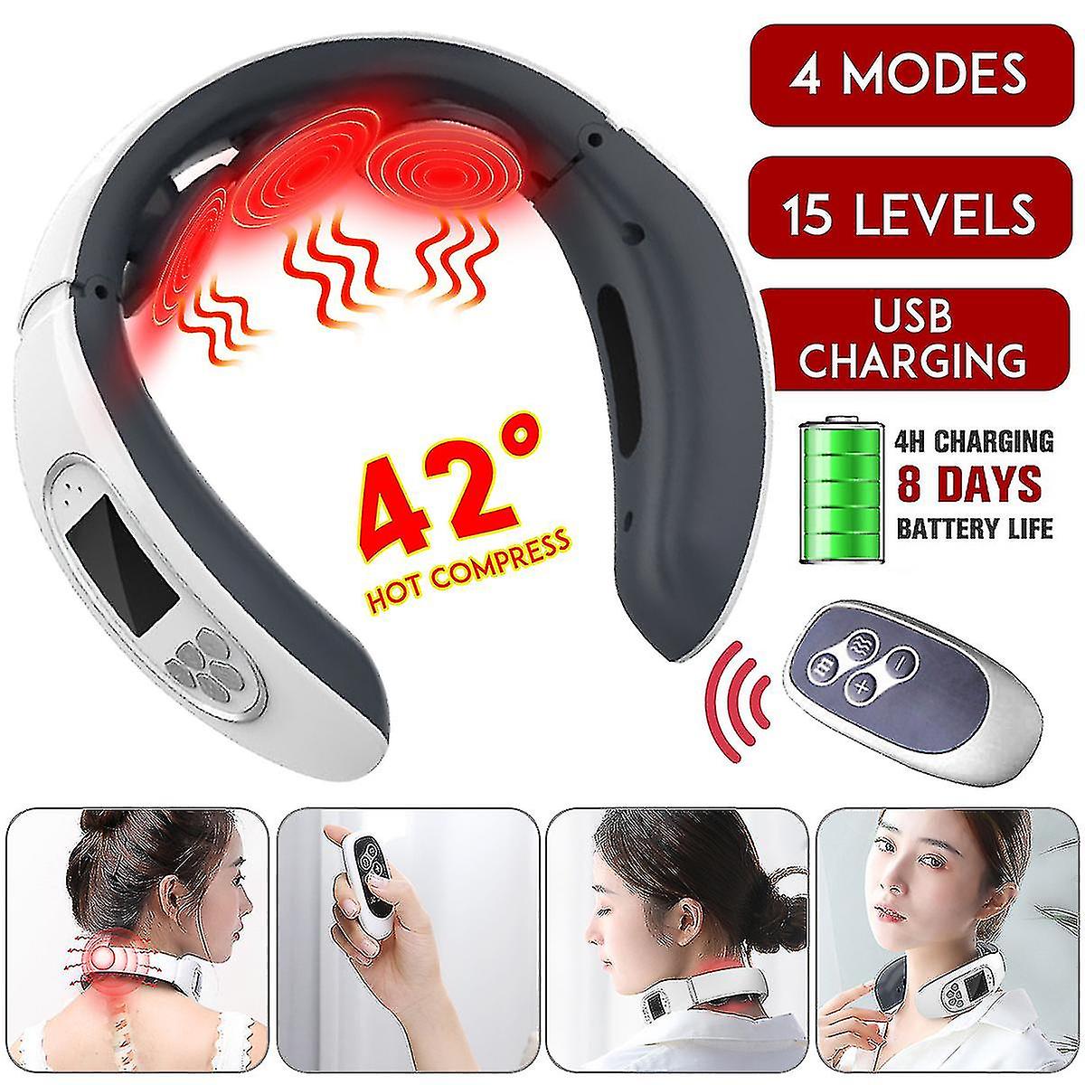 Usb 4 Modes Electric Neck Massager Cervical Heating Body Muscle Relax ...