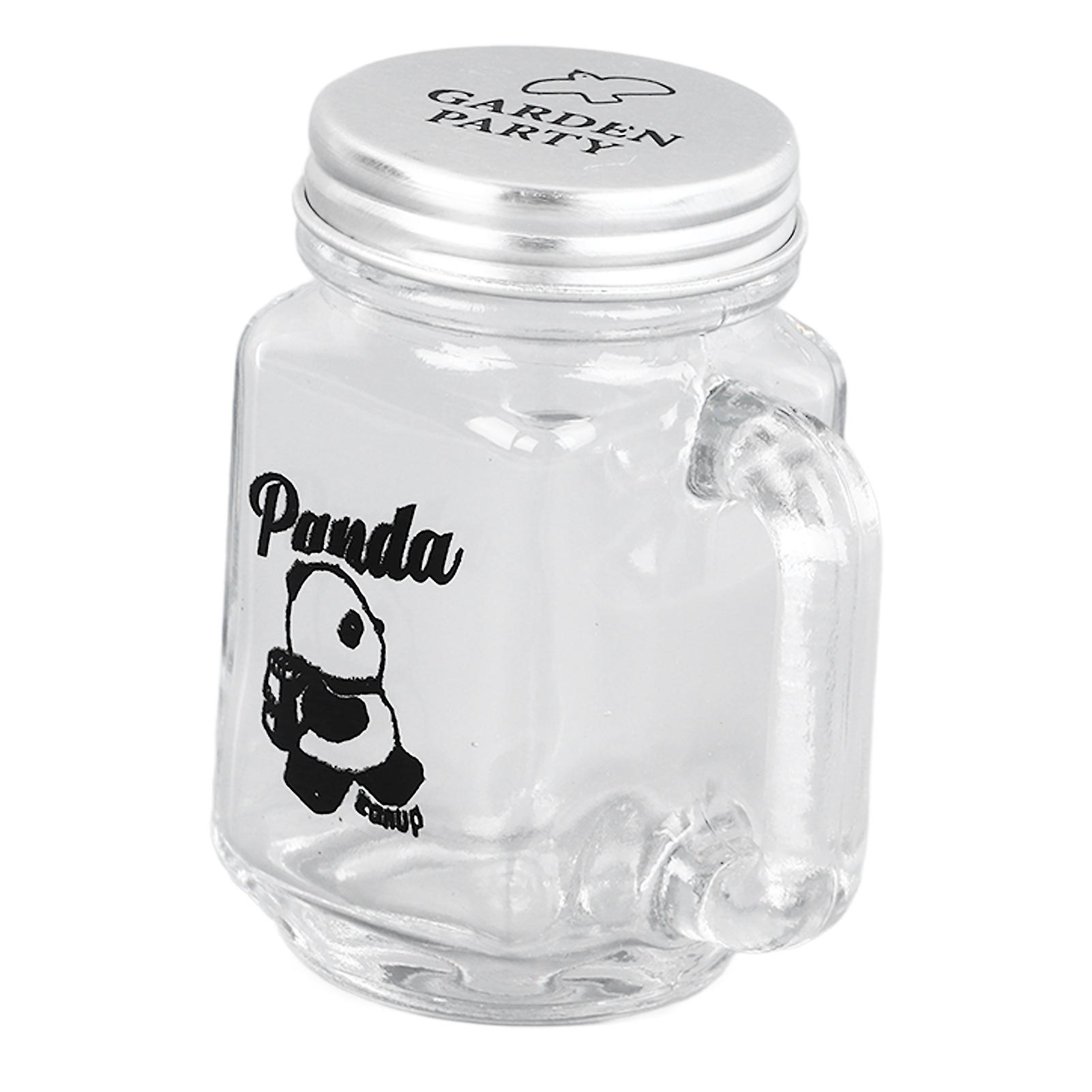 Clear Glass Jar Panda Pattern Thick Handle Airtight Lid High Temp ...