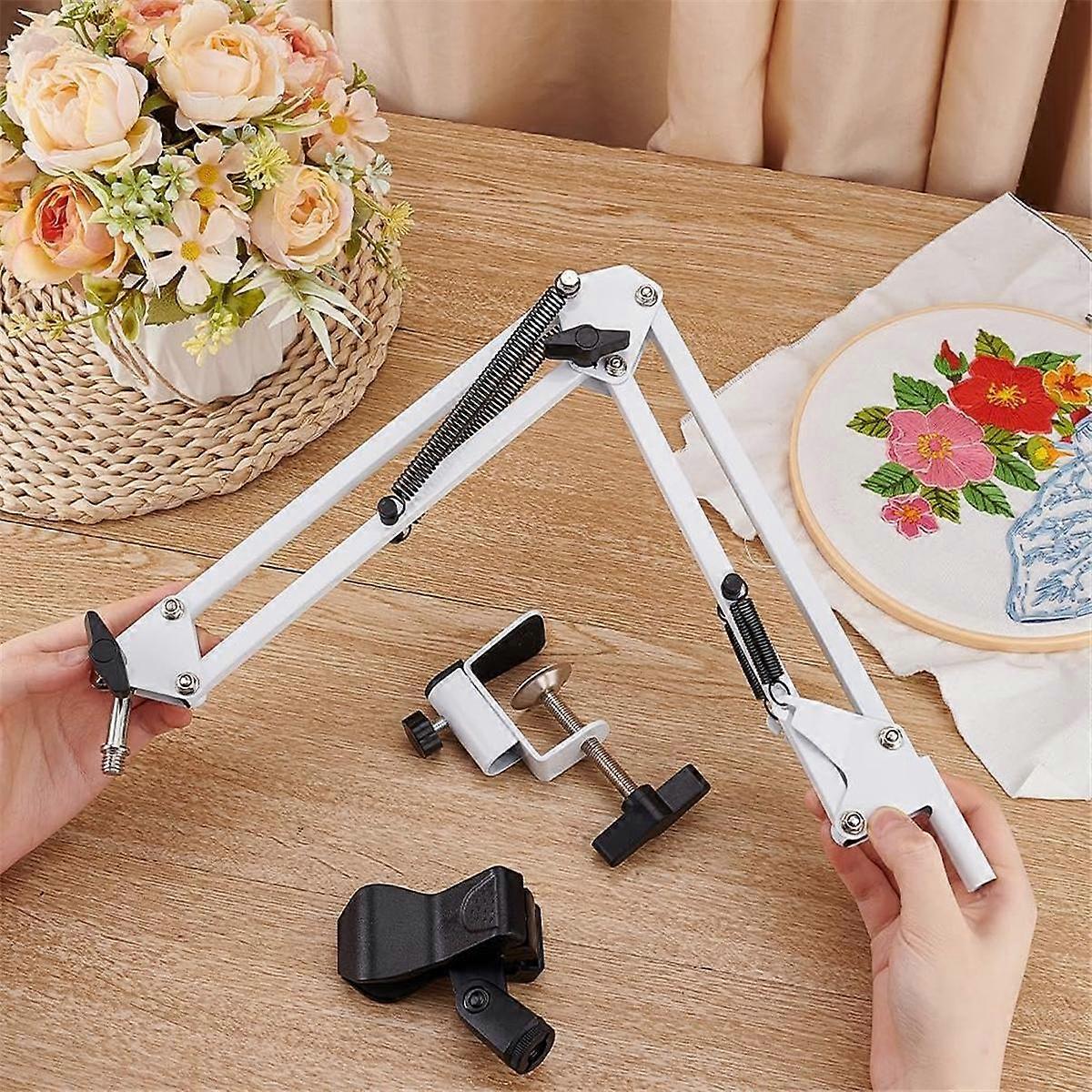 White Embroidery Stand Kit 8mm Hole Hand Embroidery Stand 360 Degree ...