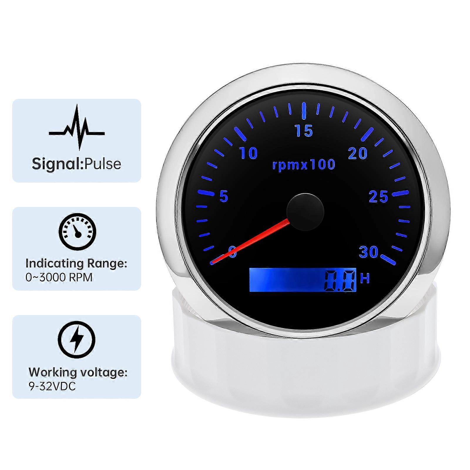 85MM Tachometer with LCD Hour Meter For Marine Boat Car RPM Gauge ...