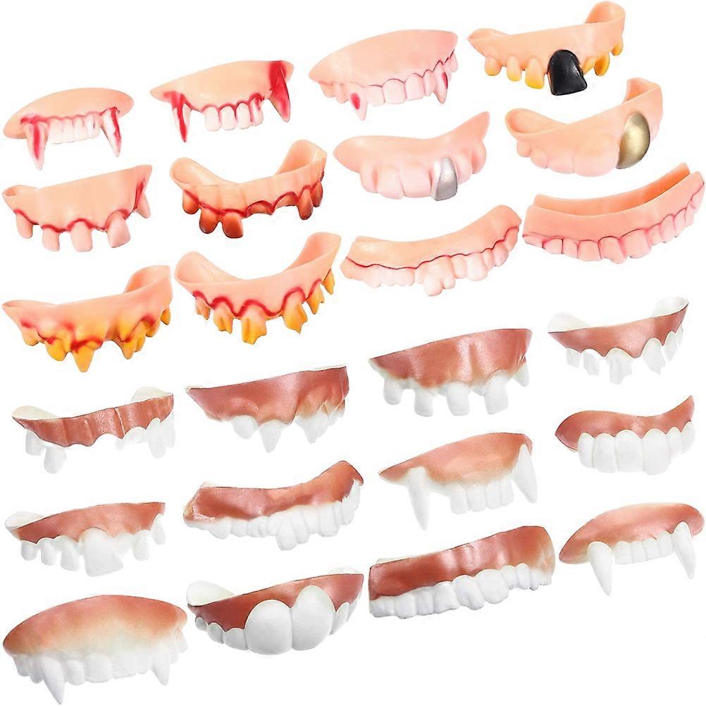 24pcs Fake Teeth Halloween Ugly Teeth Funny Fake Teeth Party False ...