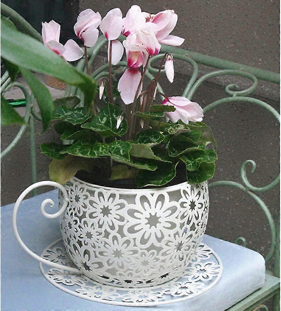 Flower Pot Vintage Planter Coffee Saucer Tea Cup Garden Plant Holder ...