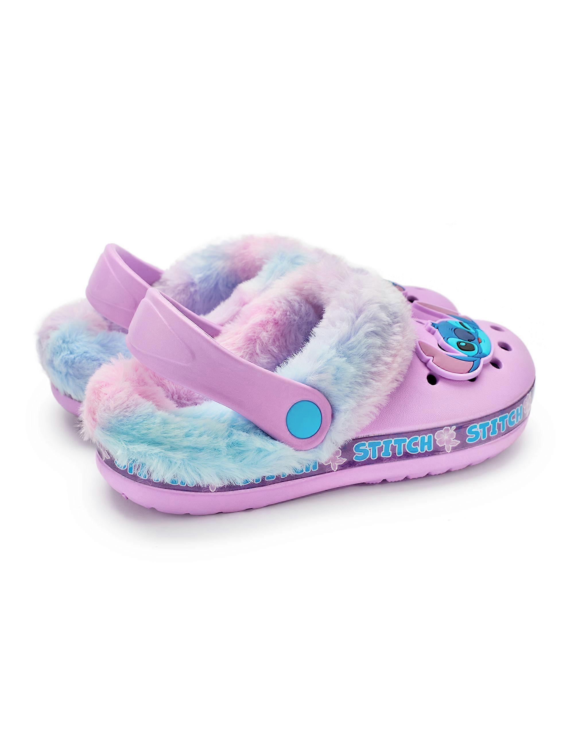 Disney Girls Clogs Purple Stitch Fur Lined | Fruugo US