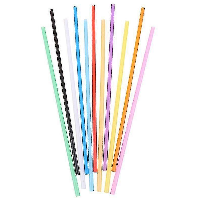 100 Pieces 6*260mm Plastic Drink Straws Diy Flat Mouth Straight Tube ...