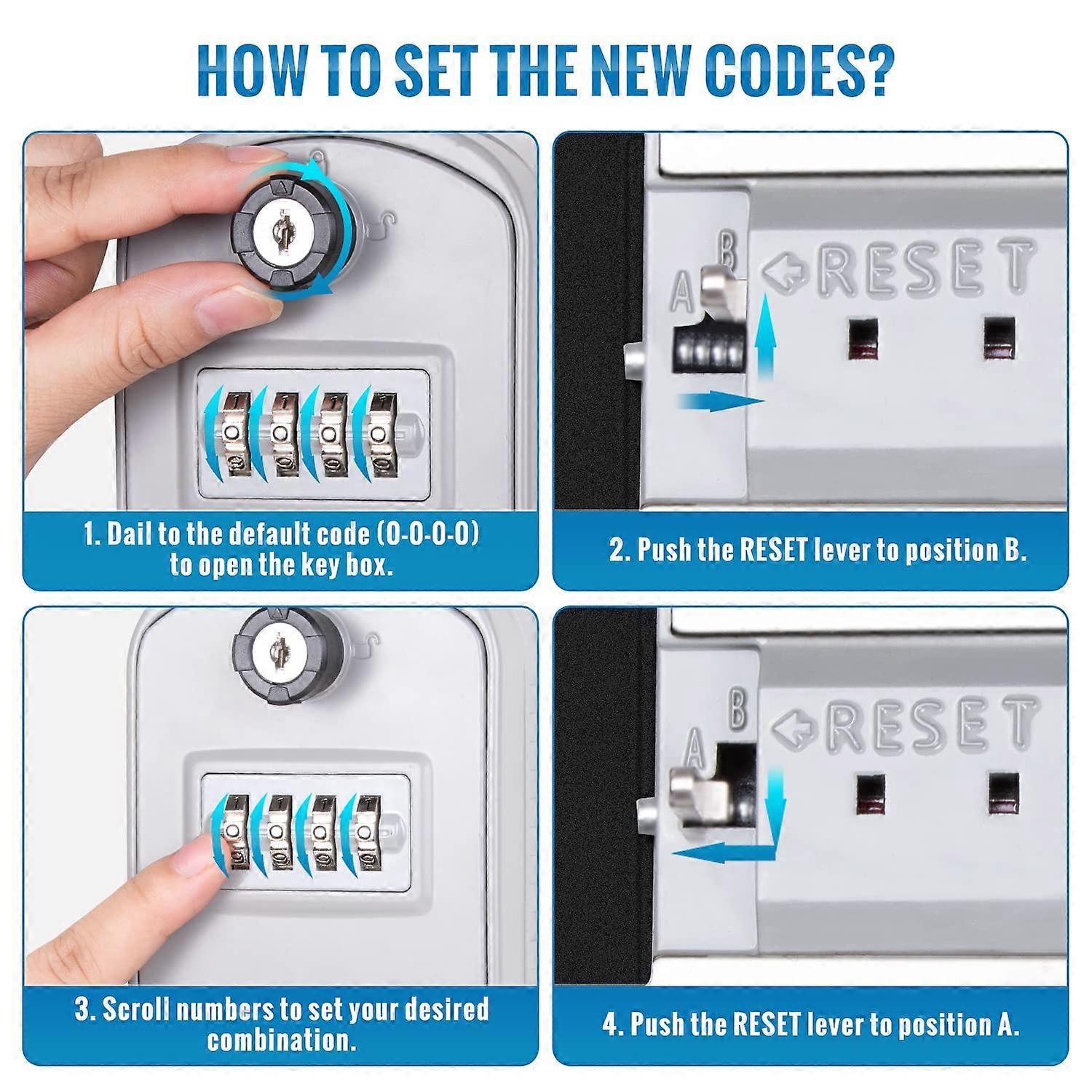 ENONEO Key Safe Key Safe with 4-Digit Number Code with Waterproof Cover ...