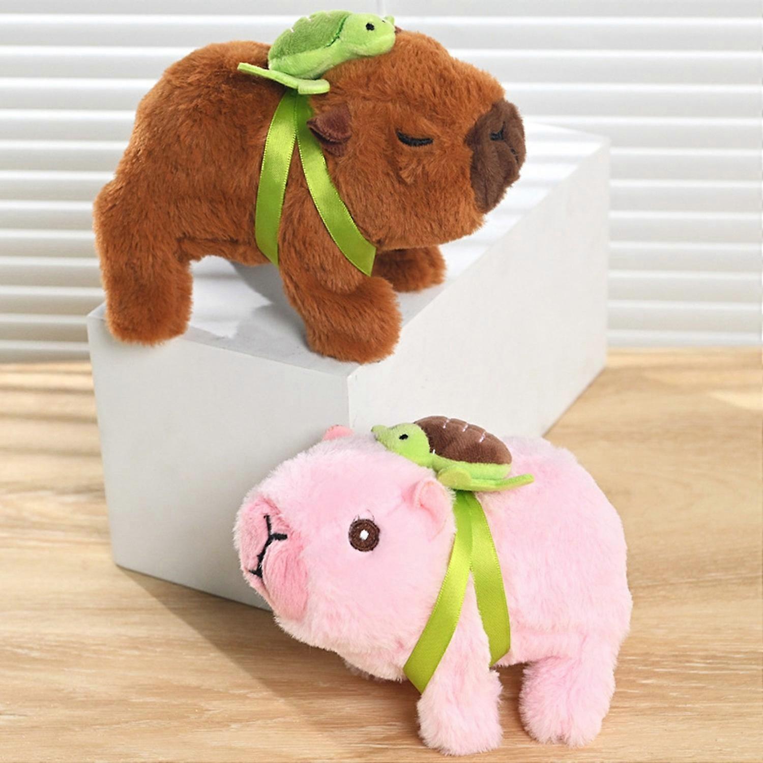 Electric Plush Capybara Turtle Toy with Sound Interactive Movable Mouth ...