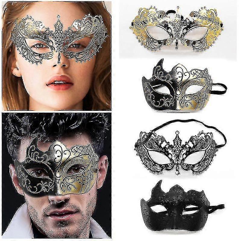2pcs Masquerade Mask Venetian Masks, Metal Masquerade Mask For Men ...