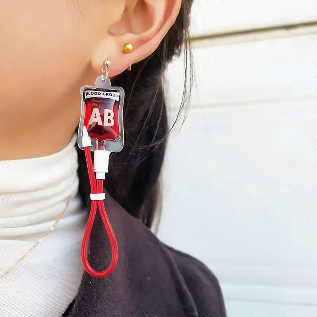 Plasma Blood Bag Blood Type Earrings Subculture Y2k Girl Ear Studs ...
