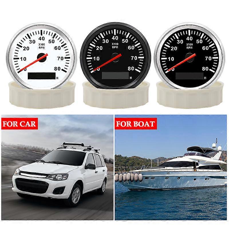 8K Boat Tachometer Marine Tacho Meter Gauge LCD Hourmeter 12V/24V 8000 ...