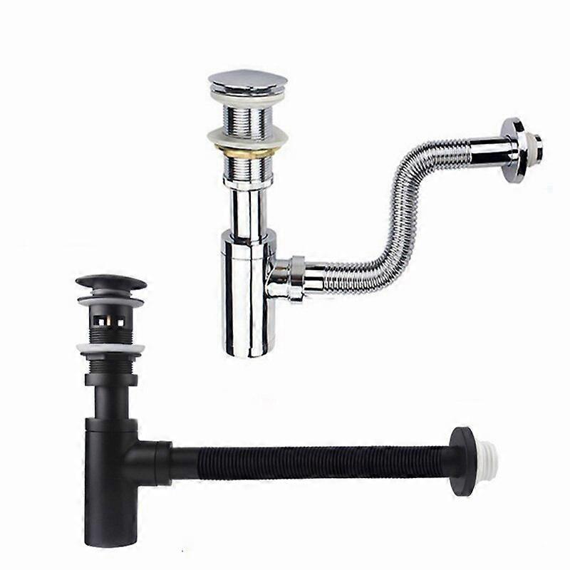 30cm flexible pipe Basin Bottle Trap Brass Bathroom Sink Siphon Drains ...