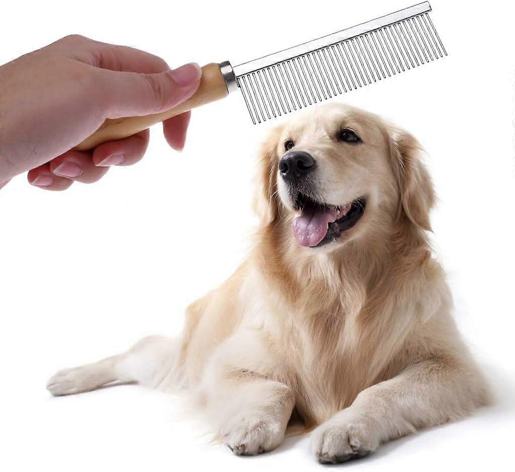 Pet Dog Comb Cat Comb with Wooden Handle Hair Clipper Canine Grooming ...