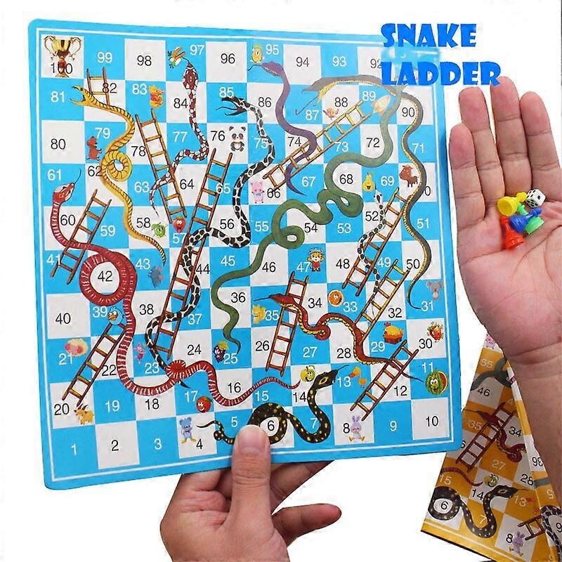 25cm Portable Paper Snake Ladder Flight Chess Set Board Game Children ...