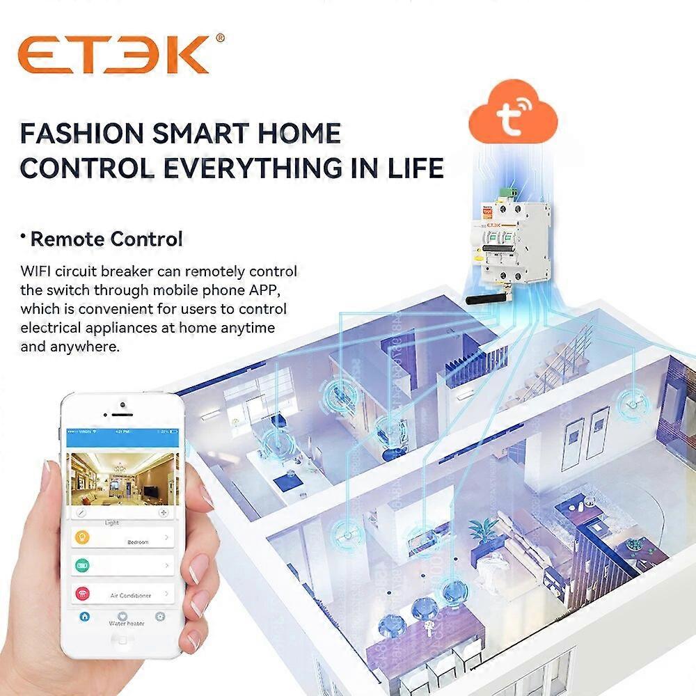 ETEK Tuya WIFI Smart Circuit Breaker MCB Smart Life Remote Control ...