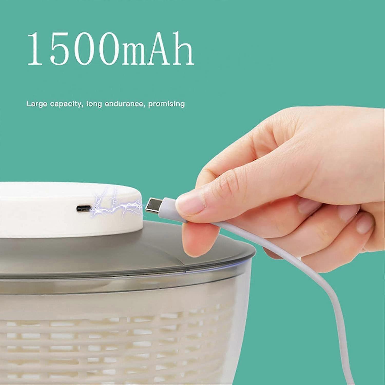 Automatic Salad Spinner, 4500ml Wireless Usb Salad Spinner Dehydrator ...