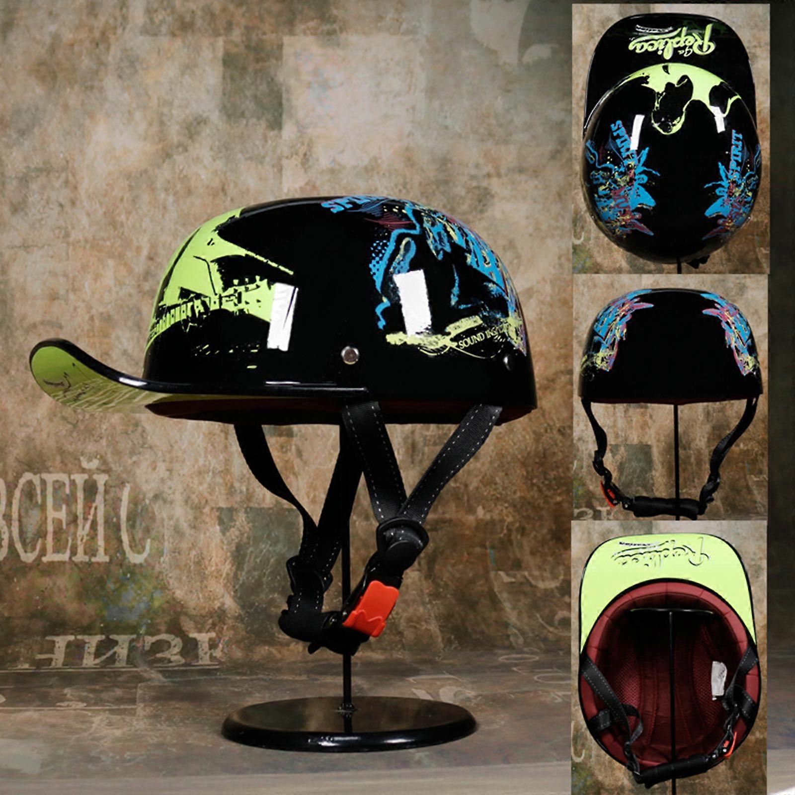 Baseball Cap Style Helmet Retro Motorcycle Scooter Cruiser Chopper Half ...