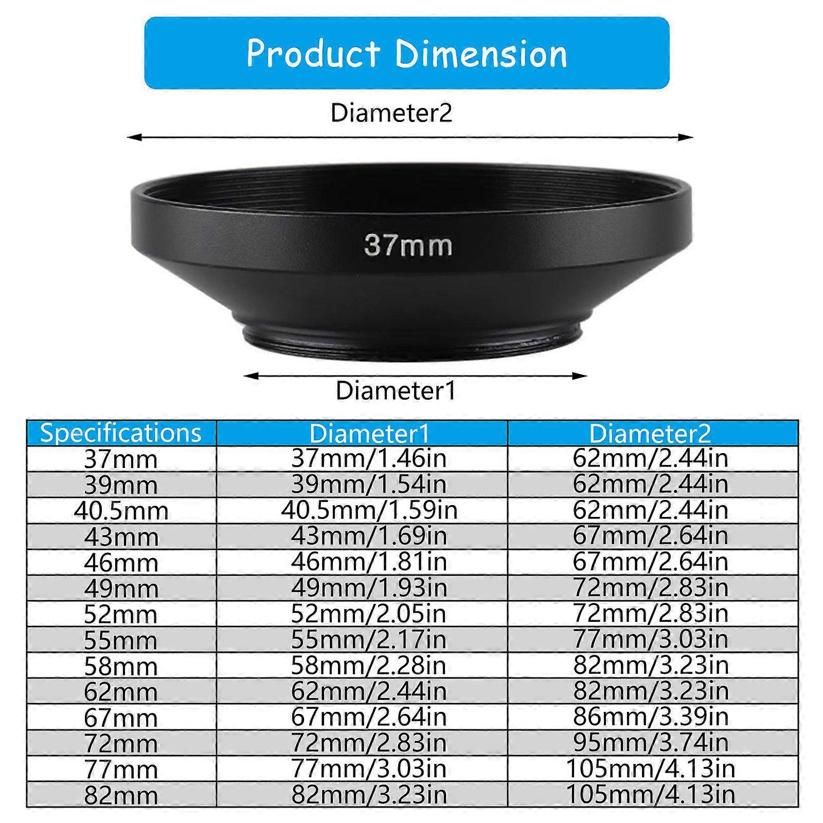 Metal DSLR Camera Lens Hood For Various Lens Models Lens Shade 39mm ...