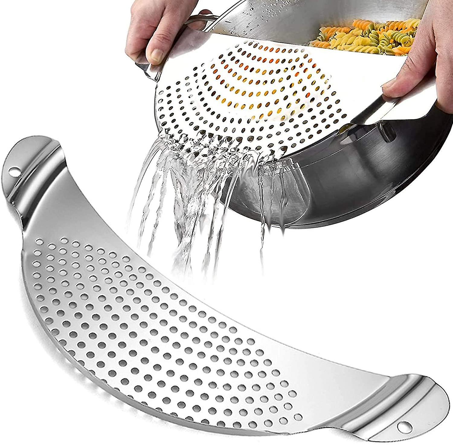 Pan Drainer Pan Colander Stainless Steel Drainer Strainer Pot Filter ...