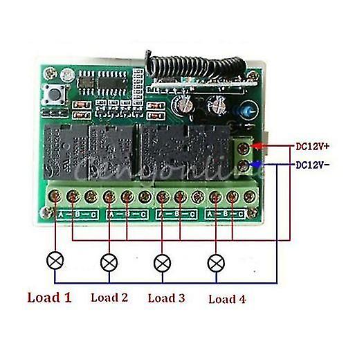 12v 4ch Channel 200m Wireless Remote Control Relay Switch Transmitter ...