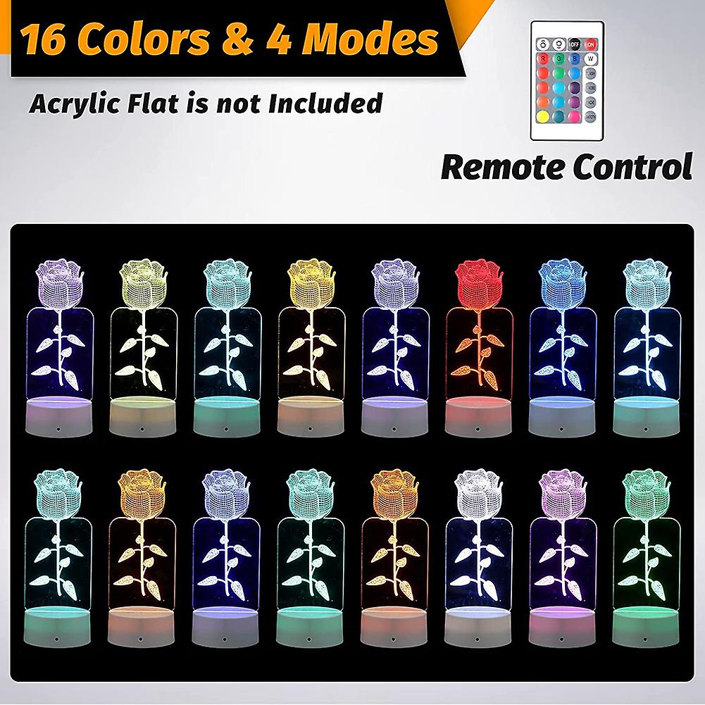 12 Pack 3d Night Led Light Lamp Base + Remote Control + Usb Cable, 16 Colors Light Show Display ...