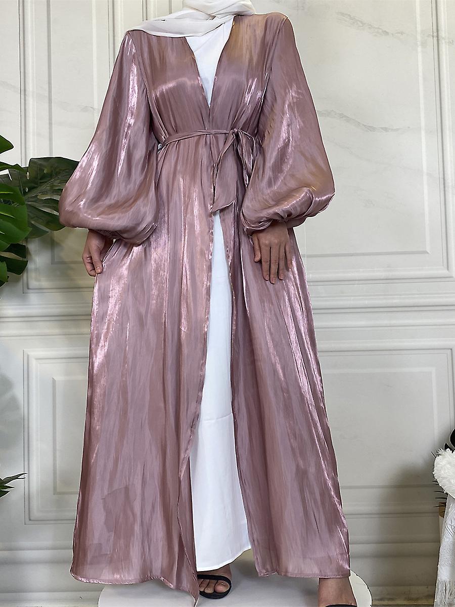 Eid Djellaba Turkey Abayas For Women Dubai Modest Robe Muslim Woman Dress Shiny Silk Puff Sleeve ...