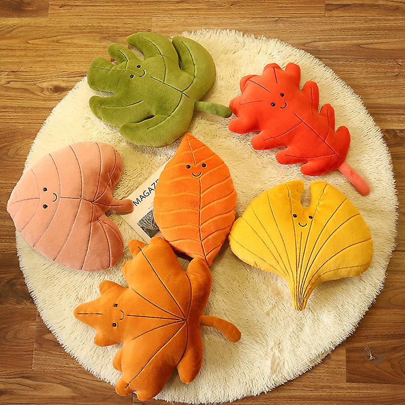 Variety Leaves Plush Pillow Kawaii Maple Leaf Ginkgo Leaf Green Leaf ...