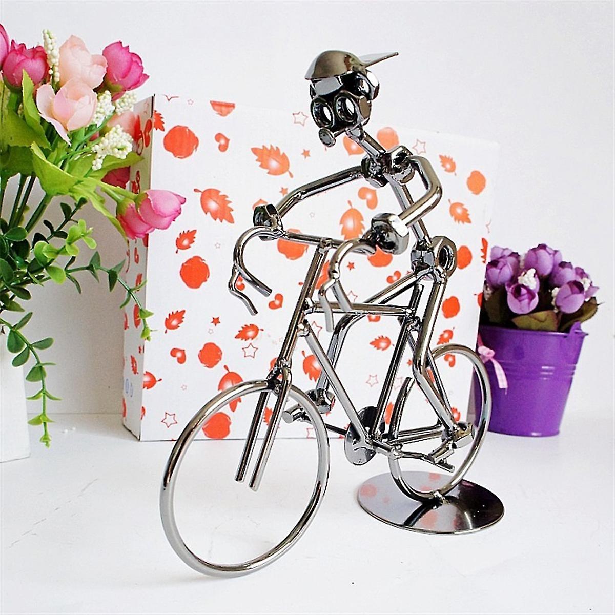 Retro Cyclists Model Iron Art Metal Bicycle Ornament A Man Riding Bike ...