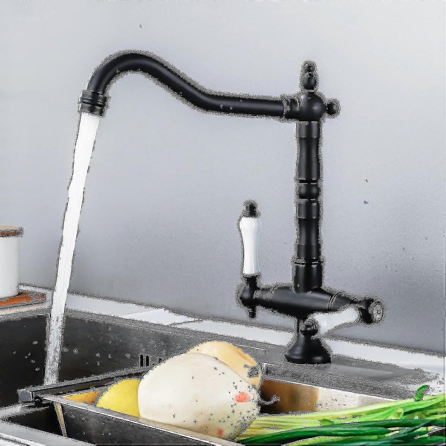 Retro Black Kitchen Faucet, Two Handle Single Handle Kitchen Faucet ...