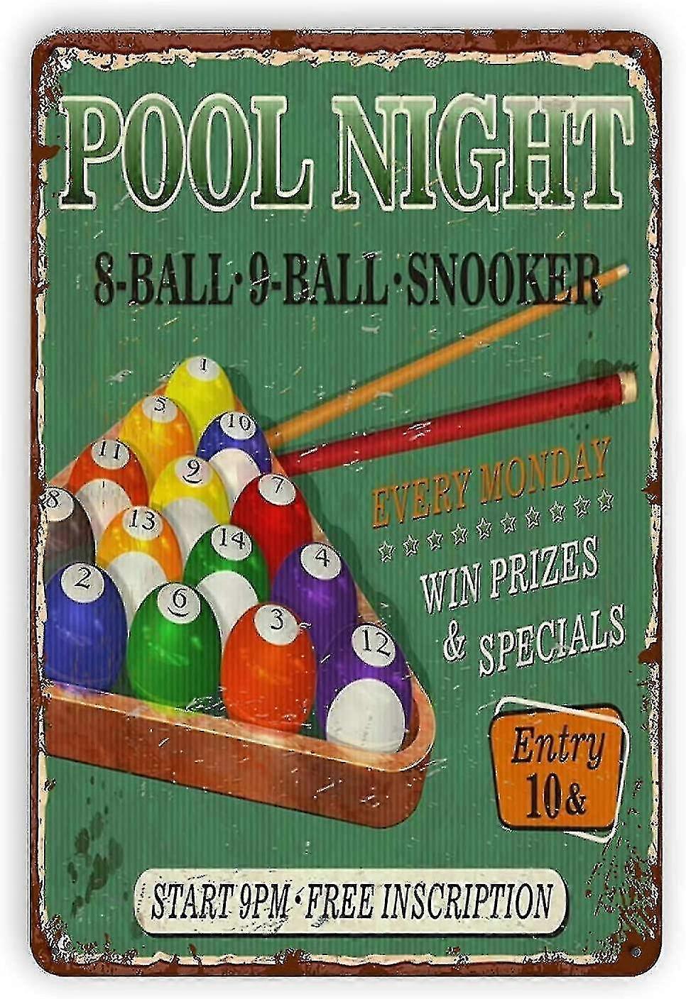 Billiards Fans Metal Signs Home Decor Billiards Side Pocket Tin Poster ...