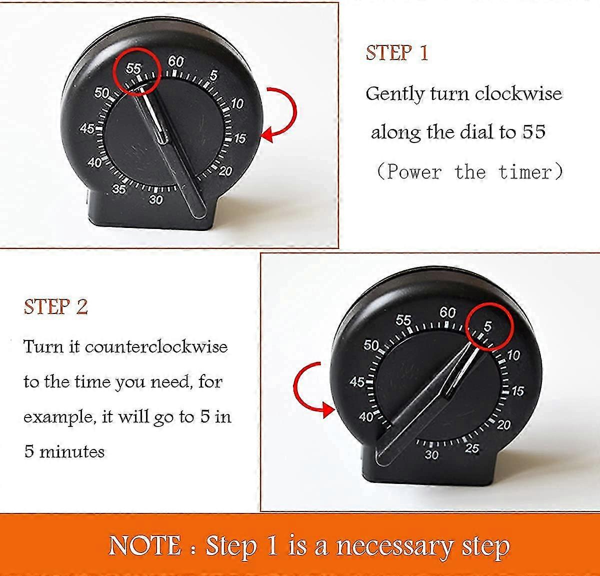 Kitchen Timer, 60 Minutes Mechanical Timer Clock Easy To Read Operate ...