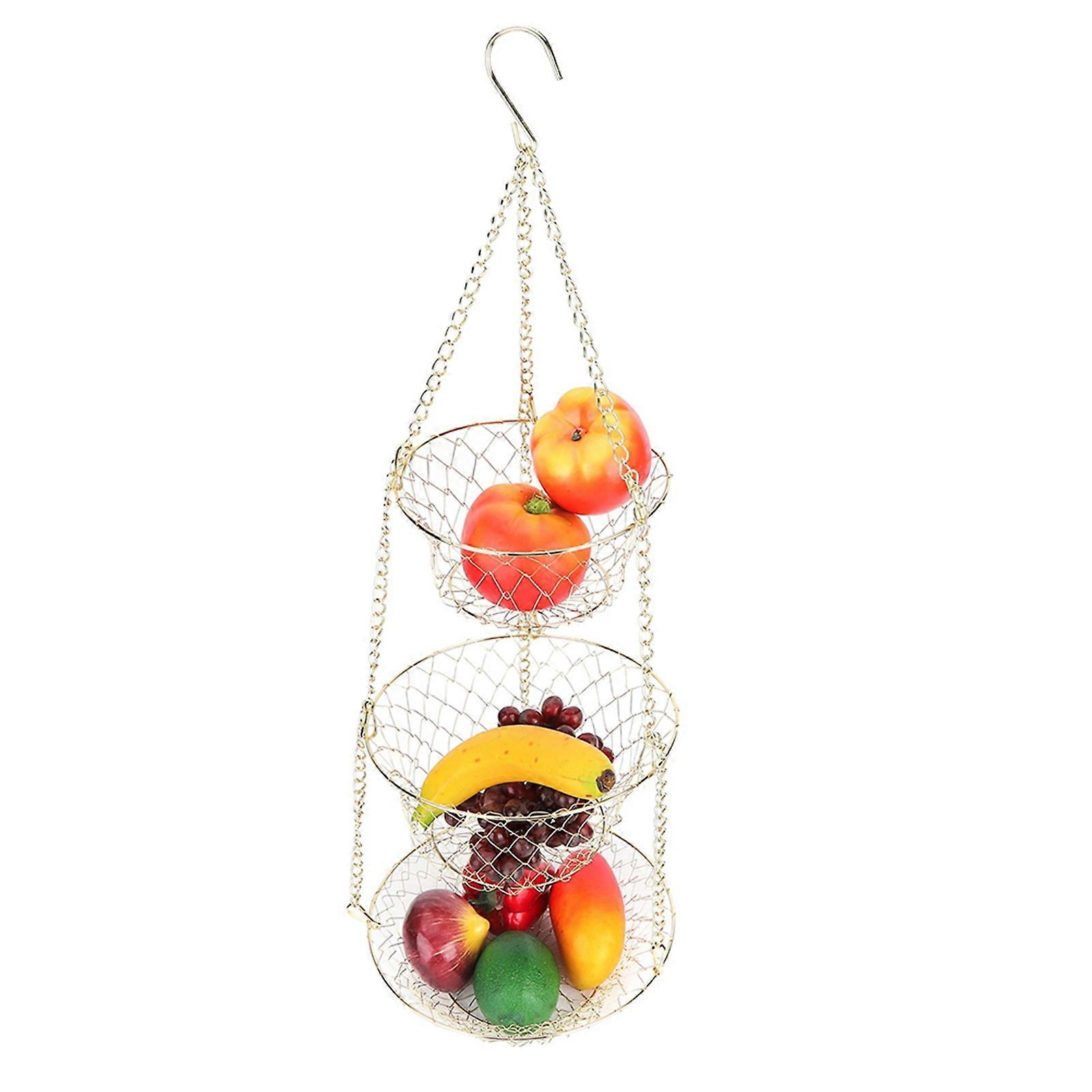 Multifunction 3 Tier Removable Hanging Fruit Baskets Vegetable Storage ...