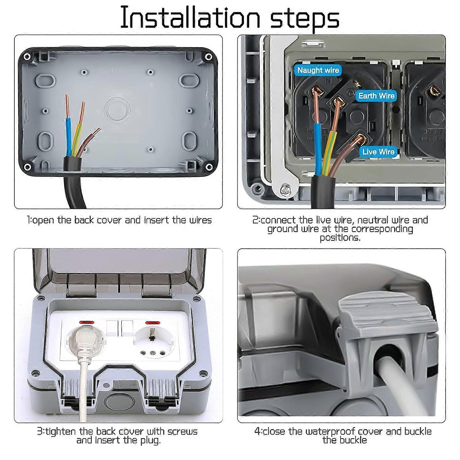 Double Waterproof Socket With Independent Switch, Ip66 Outdoor Power ...