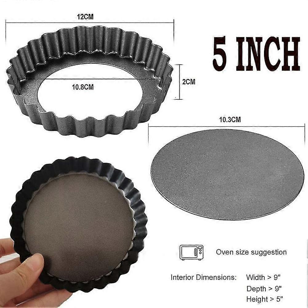 6 Pack 5 Inch Mini Tart Pans With Removable Bottom Round Quiche Pan ...