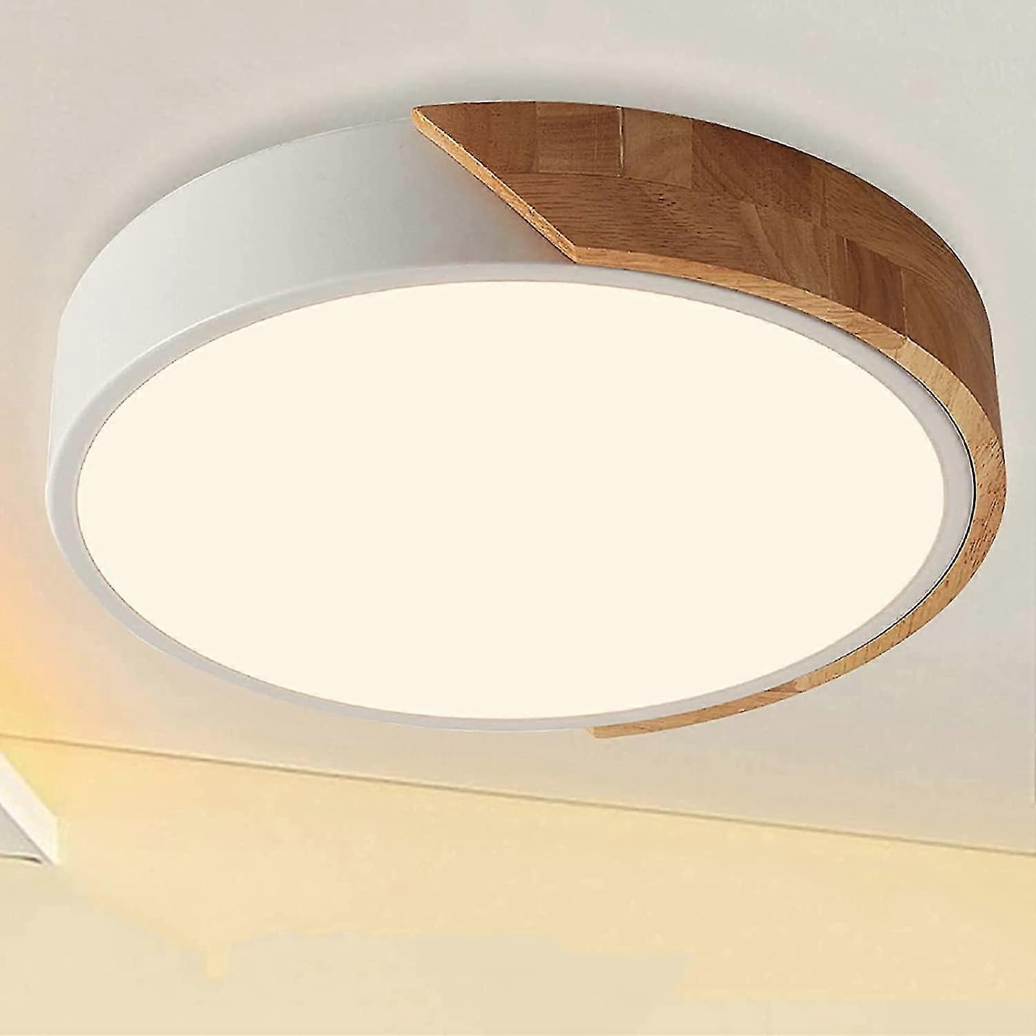 Led Ceiling Light,Wood Ceiling Light,18w Modern Round Wooden Led ...