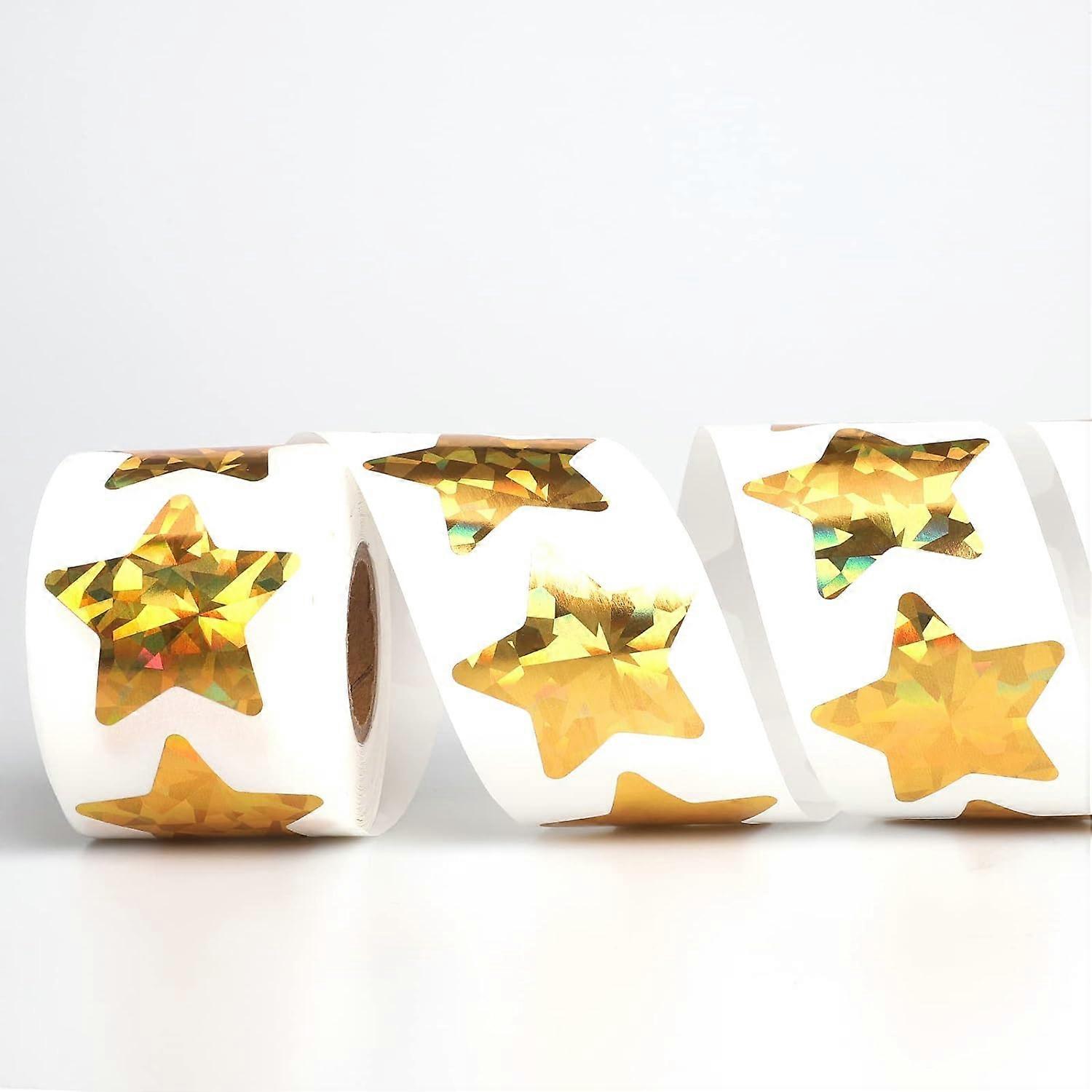 1.5" Large Holographic Gold Star Stickers for Kids Rewards, 500 Foil ...