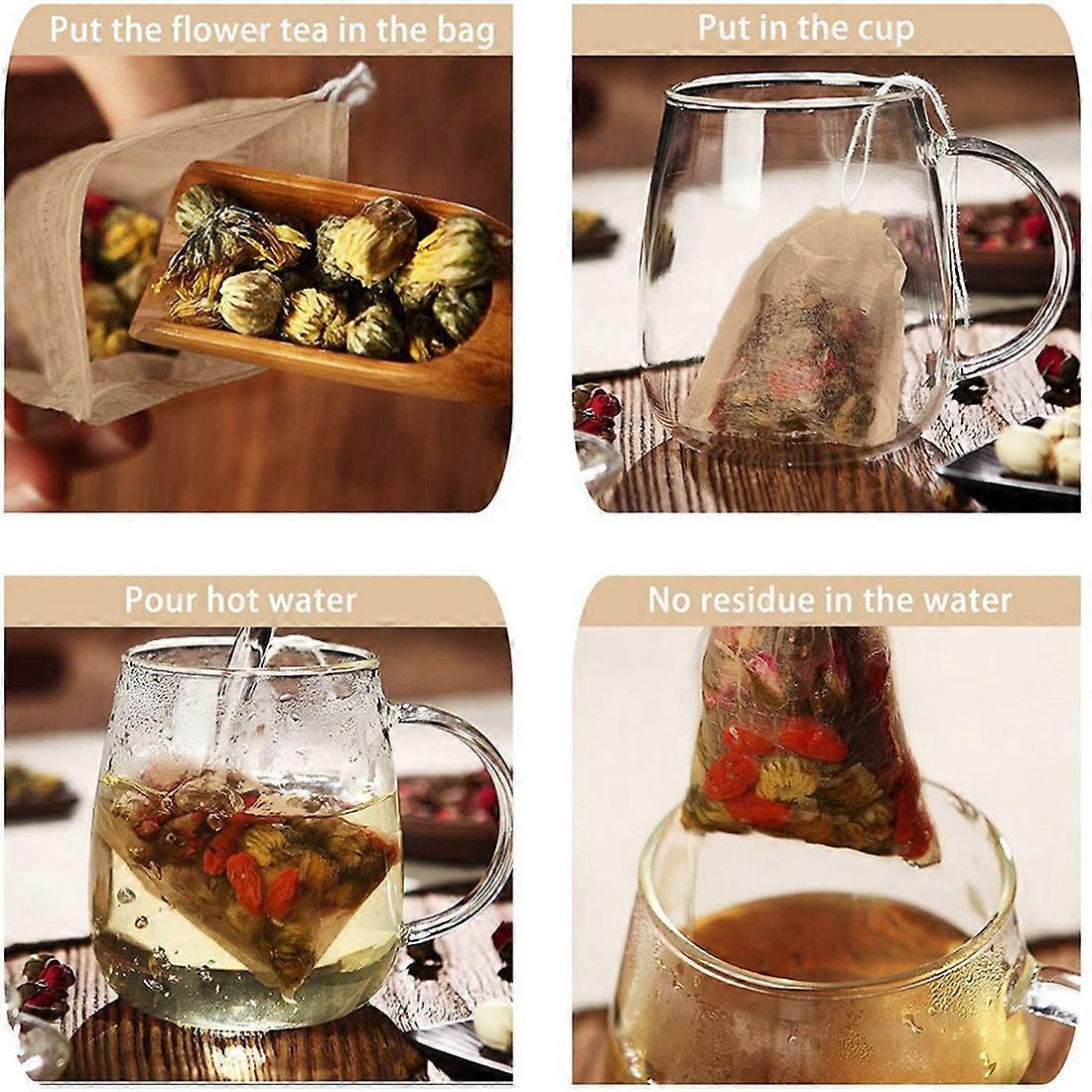 600 Pcs Disposable Tea Filter Bags,Natural Material Drawstring Seal Tea ...