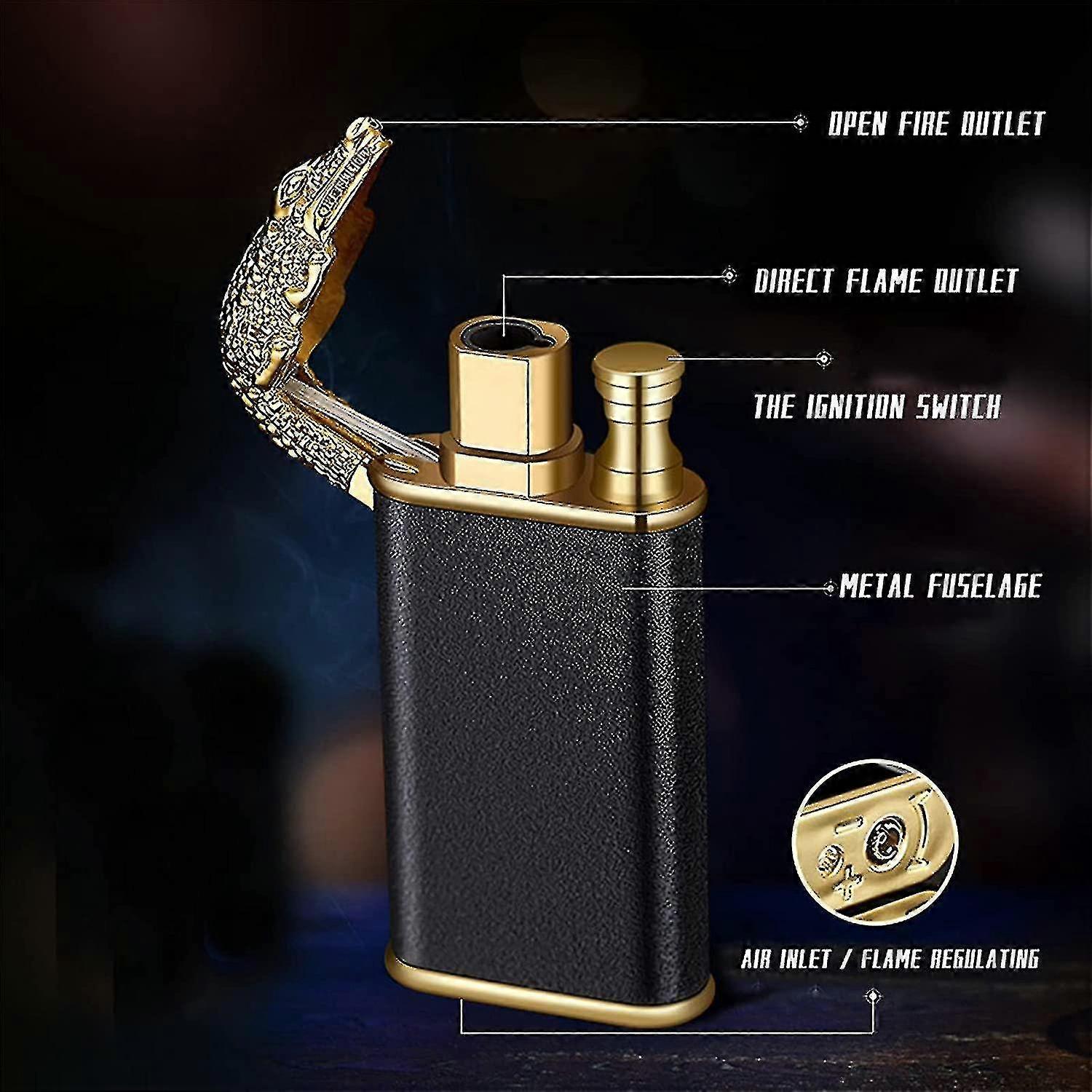 Double Flame Lighter Luminous Lighter Cigar Torch Lighters Wind-proof ...