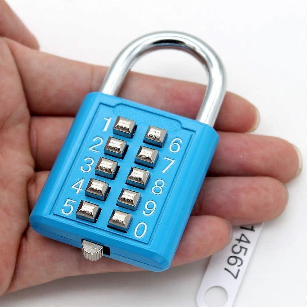 10 Push Button Combination Padlock 5 Digit Locking Mechanism Blue ...