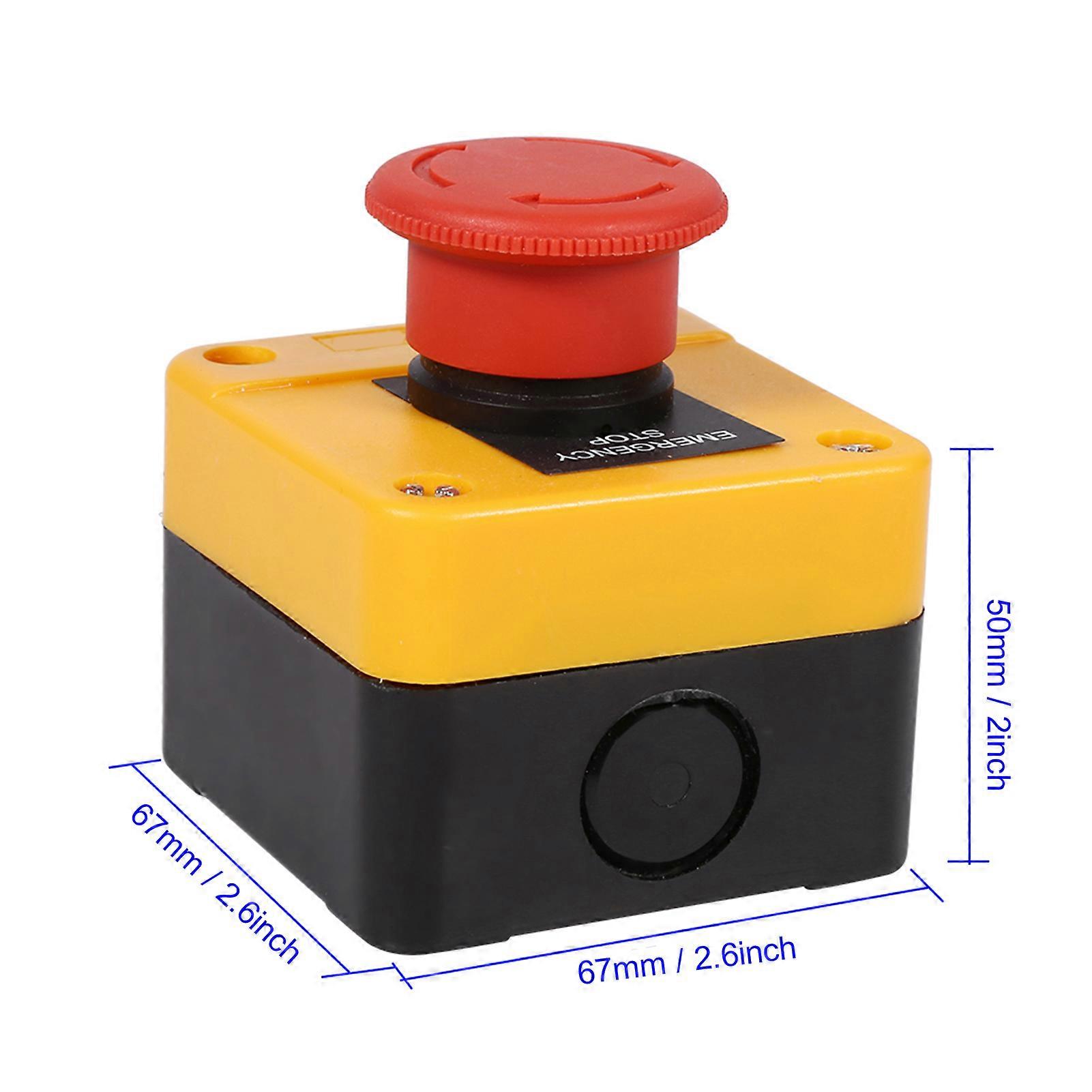1Pc 660V 10A Plastic Shell Red Sign Emergency Stop Mushroom Push Button ...
