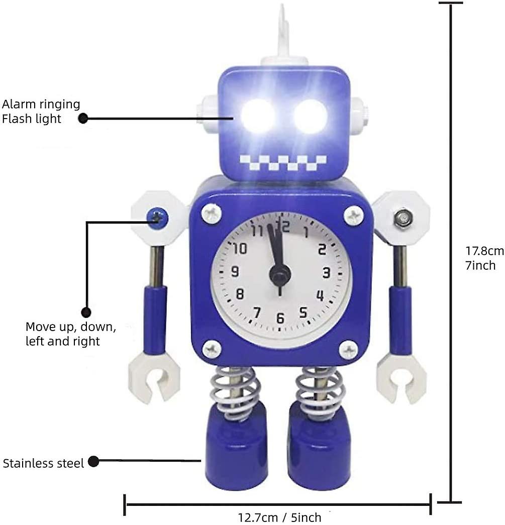 Robot Wake-up Alarm Clock Without Ticking Sound (blue) | Fruugo UK