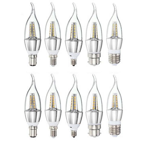85-265V 4w Led Candle Light Bulb E27 E14 B22 E12 25 Smd 2835 430lm Pure/warm White Silvery ...