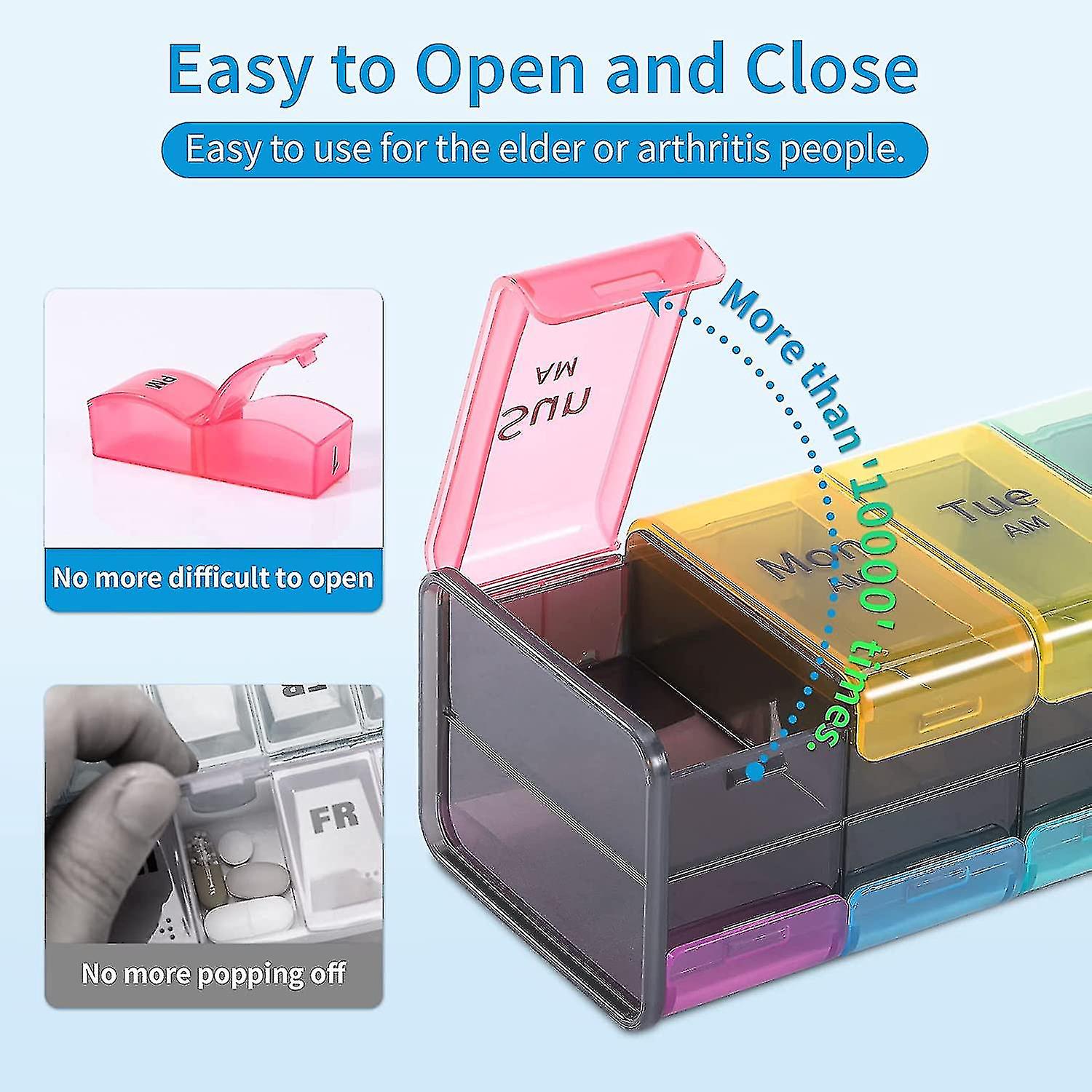 Extra Large Weekly Pill Organizer, 2 Times A Day Pill Box Case, Am Pm ...