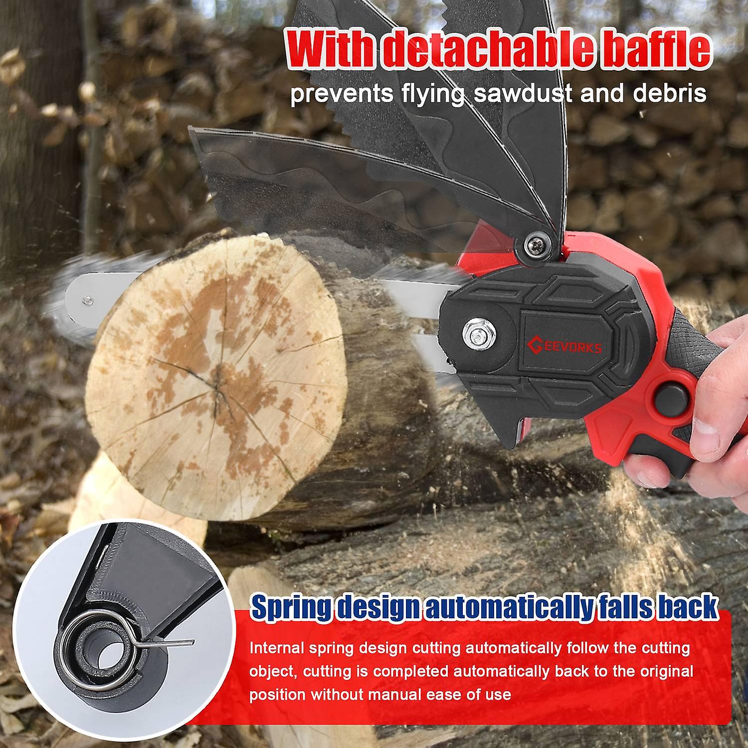21V 6inch Portable Electric Pruning Saws Small Wood Splitting Chainsaw ...