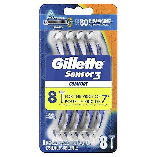 Gillette Sensor3 Disposable Razor For Men With Pivoting Head, 8 Ct ...