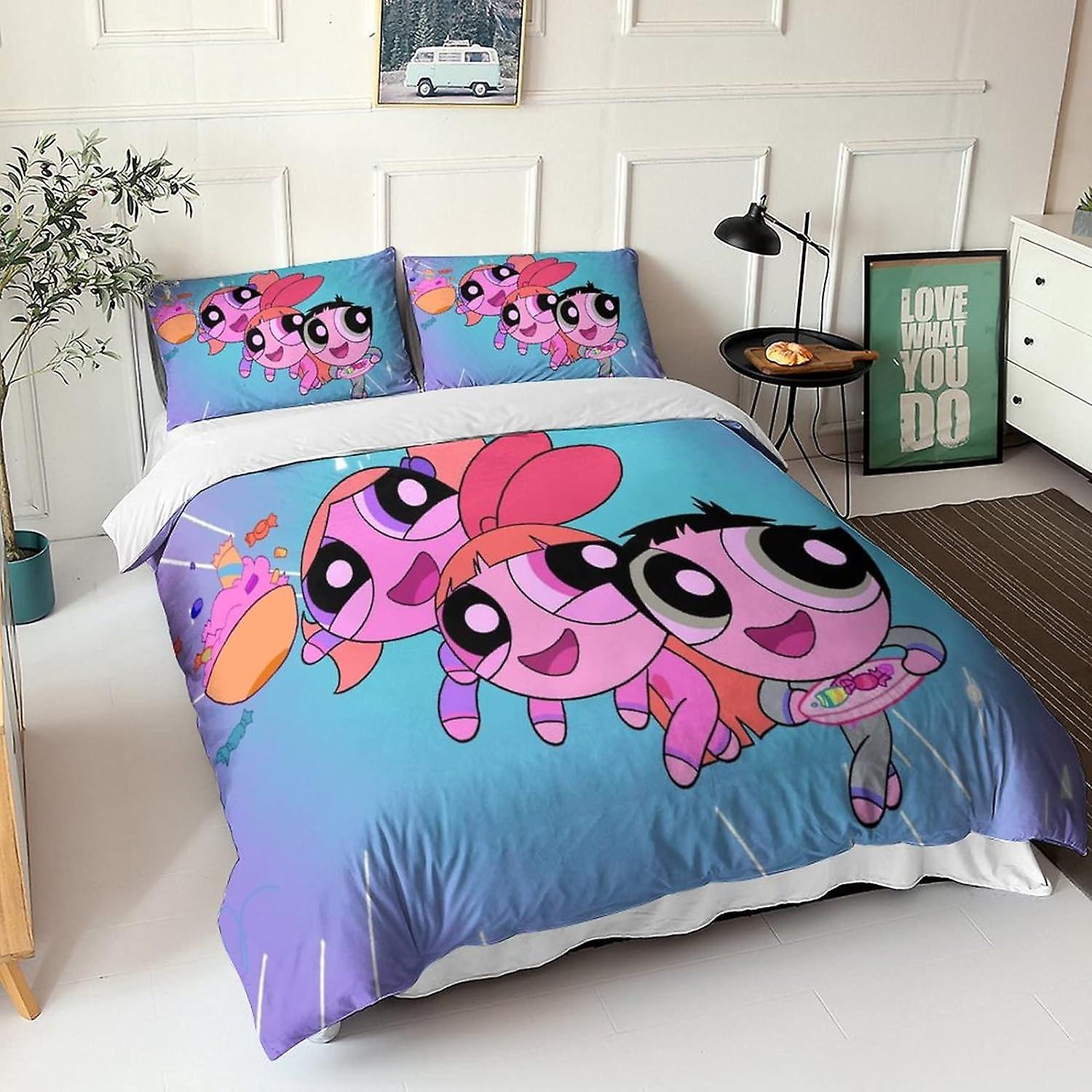 HOUKIG Powerpuff Girl Quilt Cover Bedding Set 3D Duvet Cover Set Quilt ...