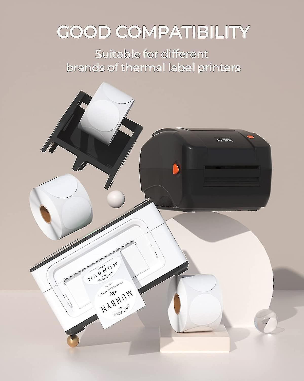 2" White-circle Thermal Sticker Labels-500 Labels/1 Roll, Self-adhesive ...