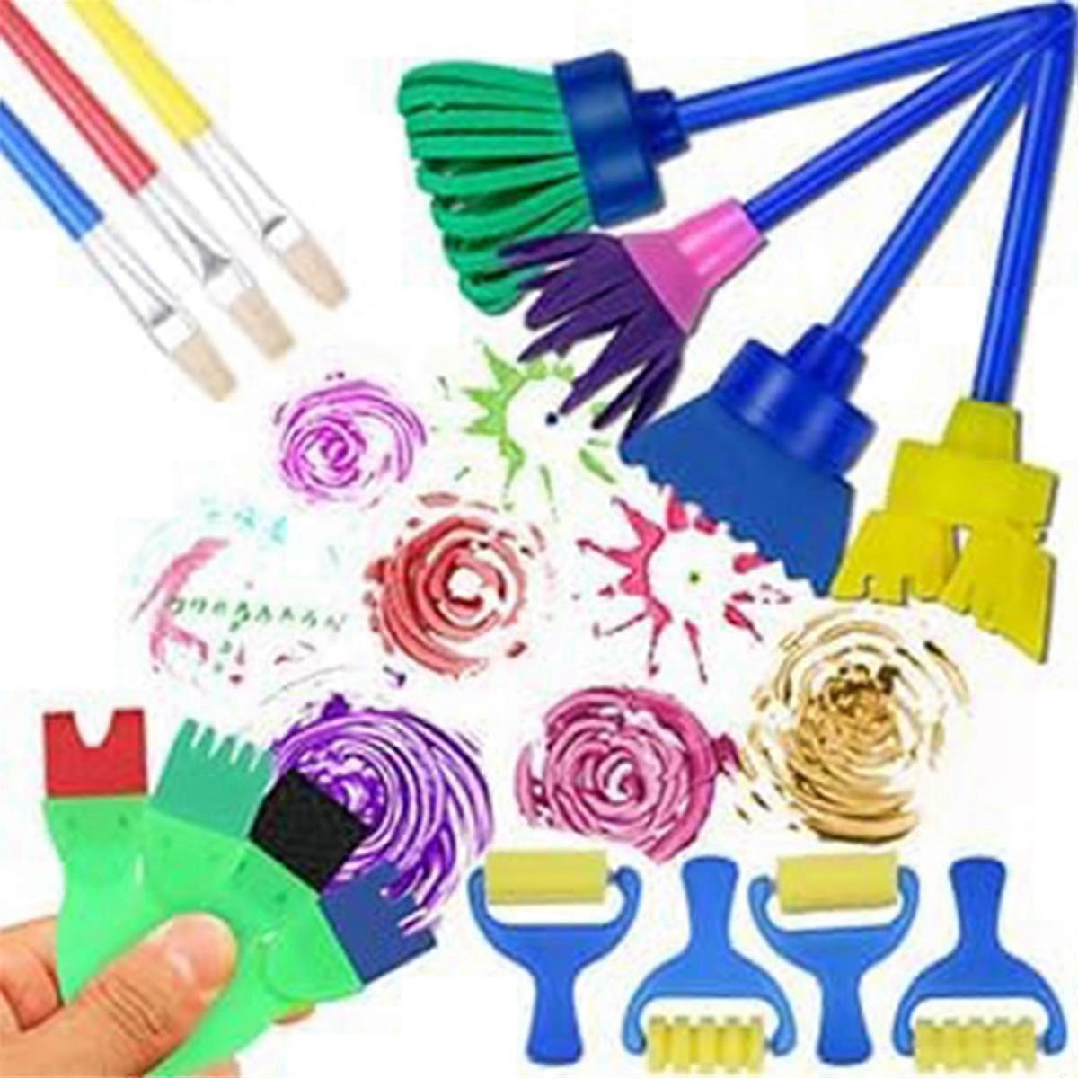 Kids Paint Brushes Set, 12 Pack Washable Sponge Painting Brushes, Early ...