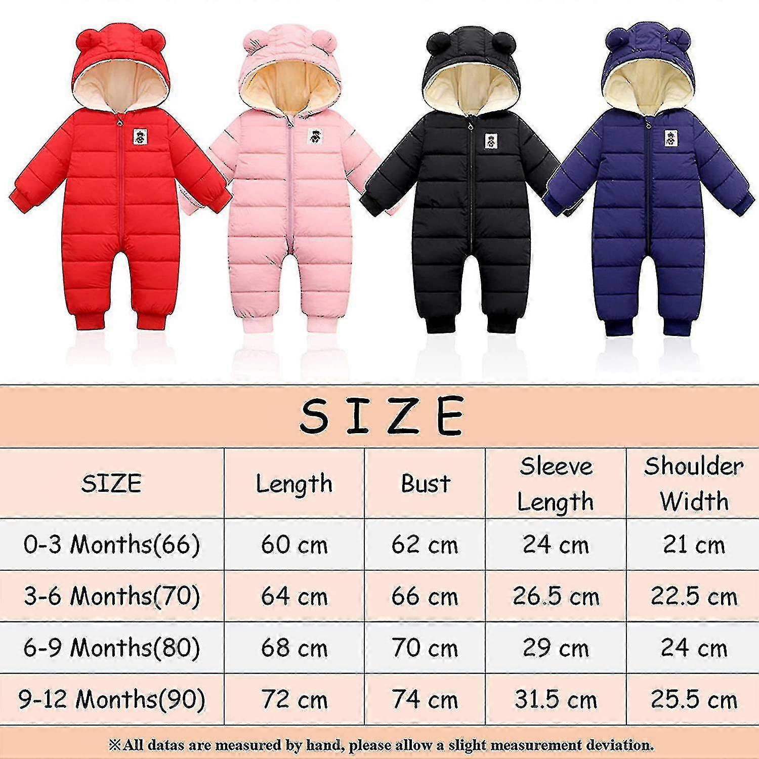 Baby Winter Jumpsuit With Hood, Romper Snowsuit Boys Girls Long Sleeve ...