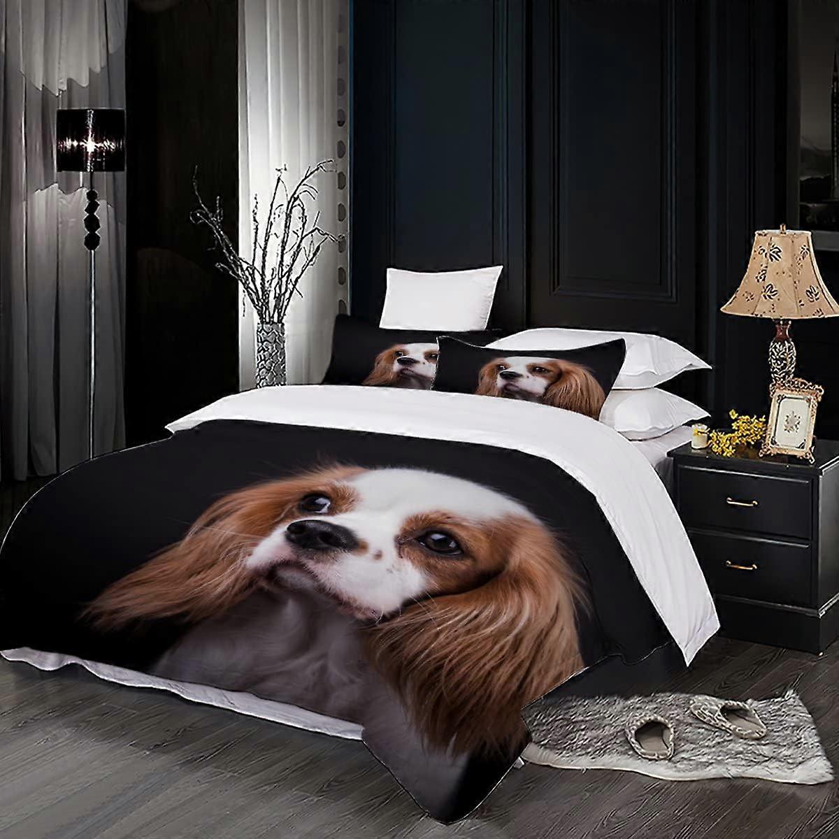 3D Pet Dog Duvet Cover,Cavalier King Charles Spaniel Bedding Set,Black ...